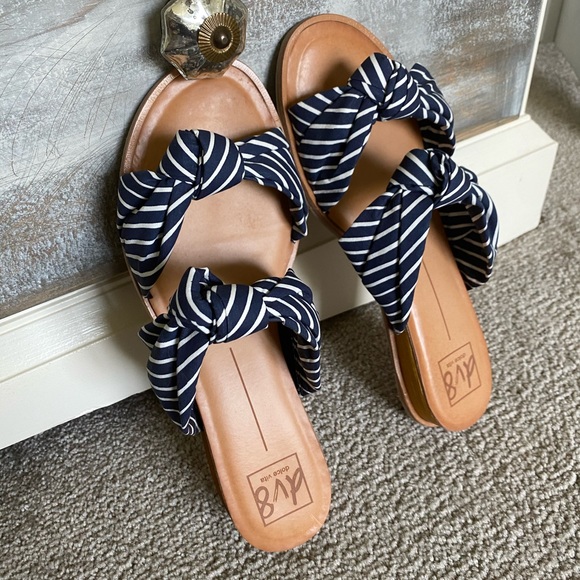 Dv8 | Shoes | Dv8 Paz Textile Navy White Stripe Tie Sandal | Poshmark